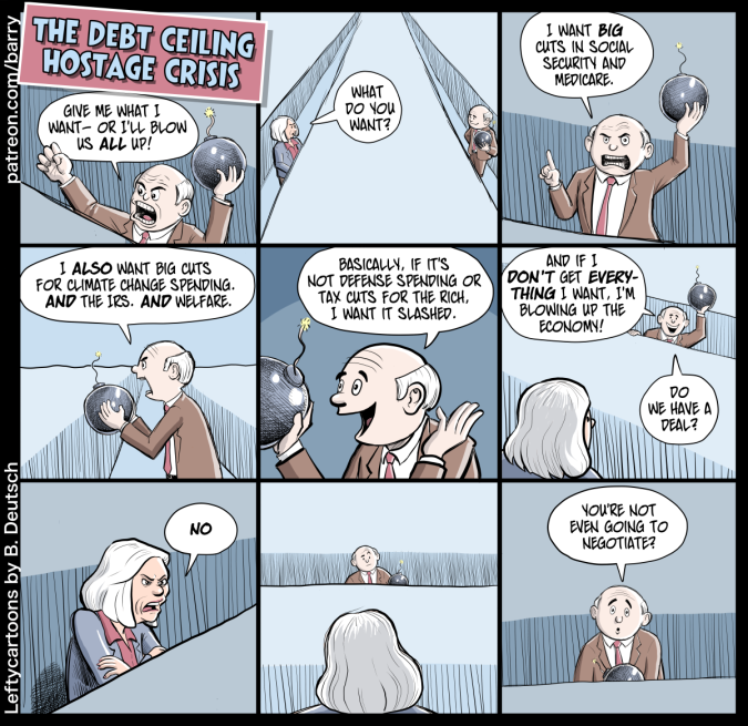 Lefty Cartoons » Blog Archive » The Debt Ceiling Hostage Crisis